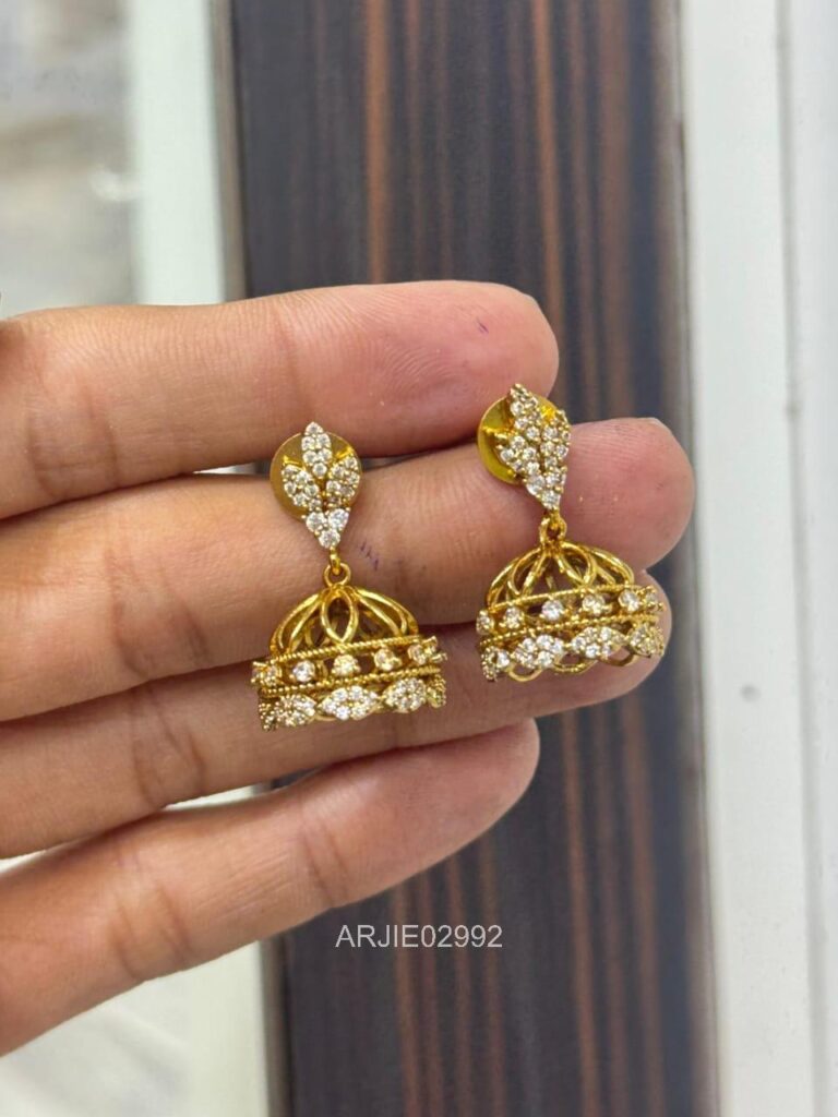 Victorian Matte Polish White Stone Jhumkas