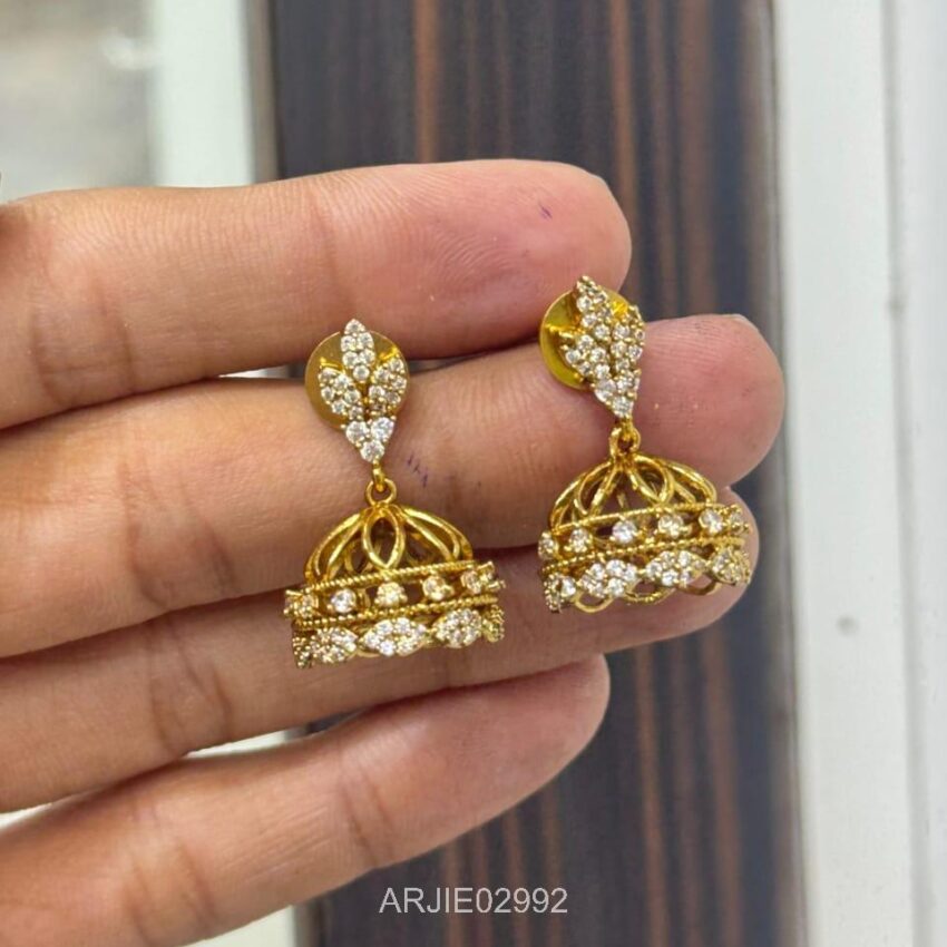 Victorian Matte Polish White Stone Jhumkas